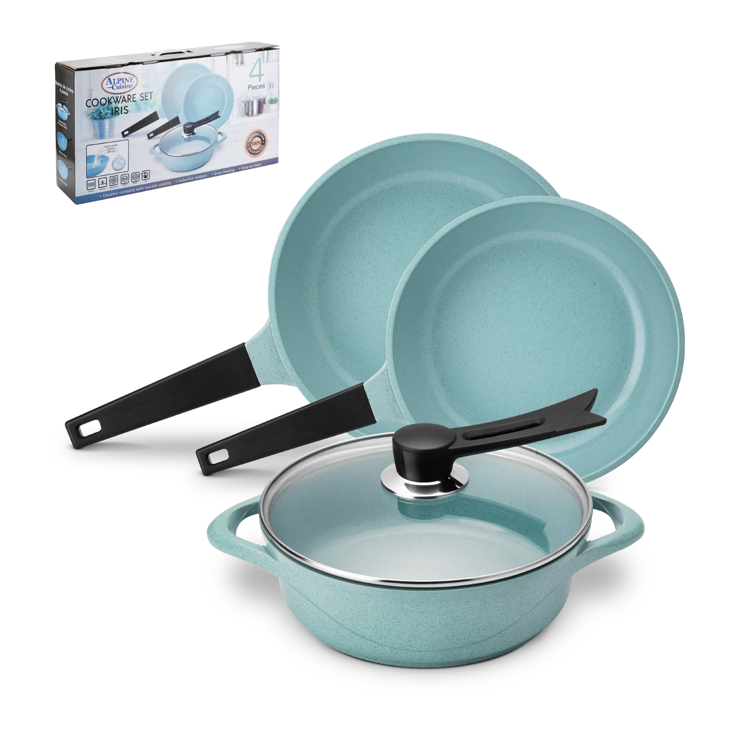 Neware EUROCOOK Jade-coated Ceramic Non-Stick 4-Piece Set,